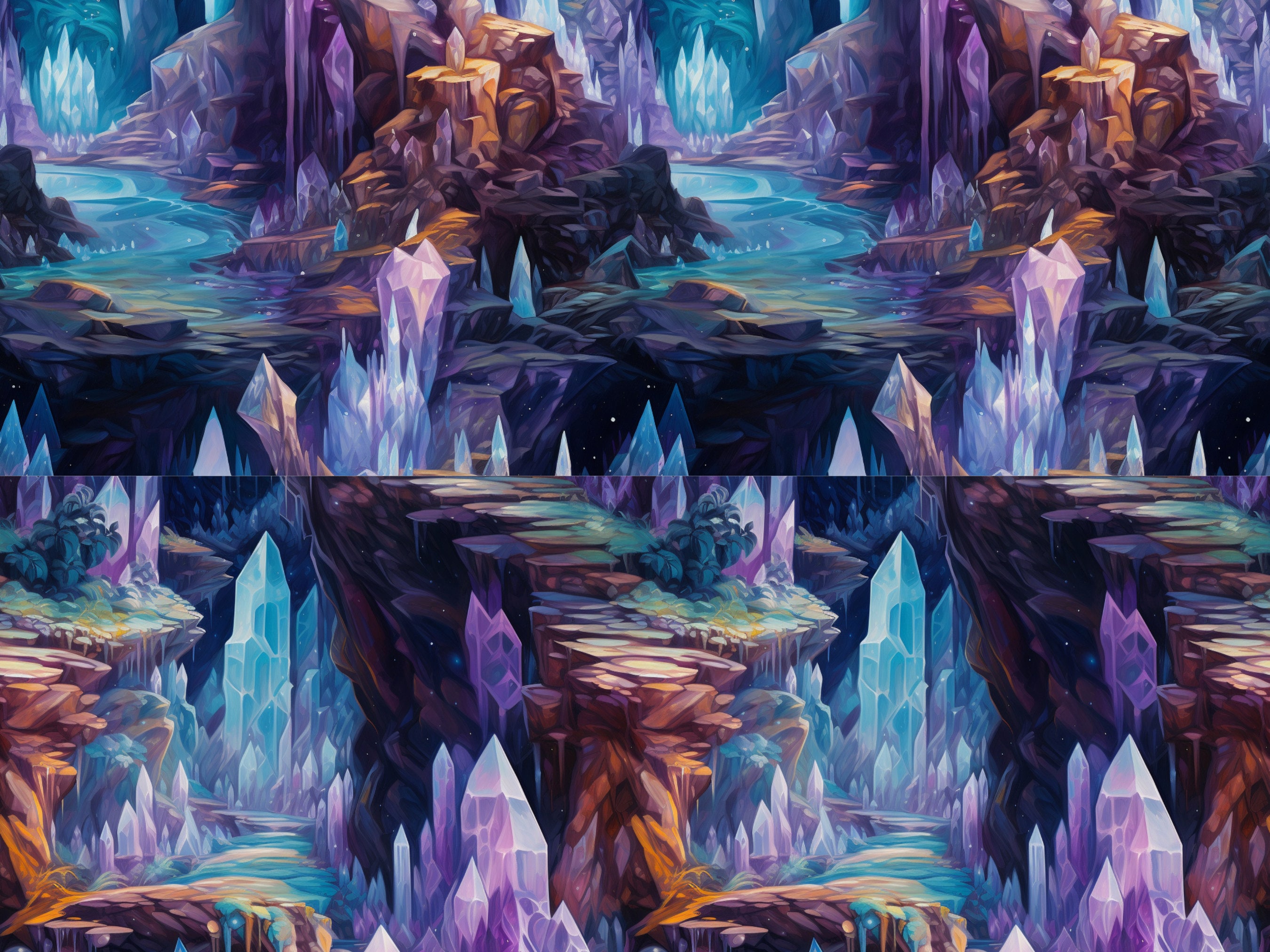 Fantasy Enchanting Crystal Caves Digital Seamless Paper Pattern Pack - Etsy