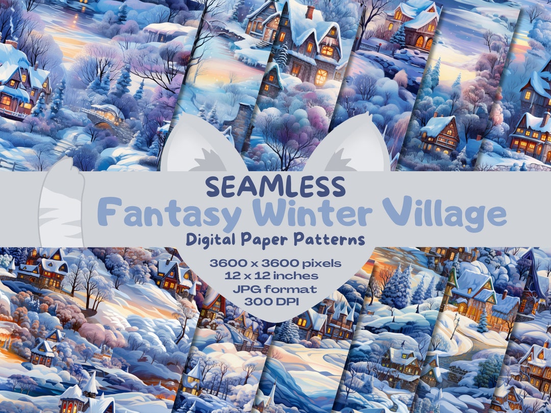 Fantasy Winter Village Digital Seamless Paper Pattern Pack - Etsy