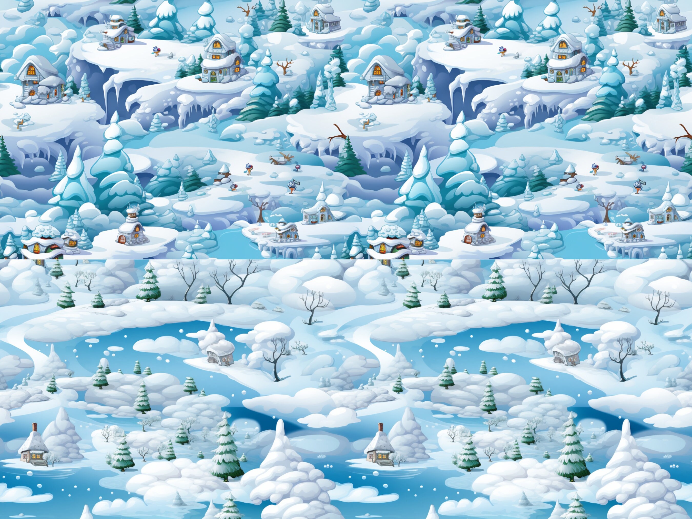 Cute Winter Wonderland Landscape Digital Seamless Paper Pattern Pack - Etsy
