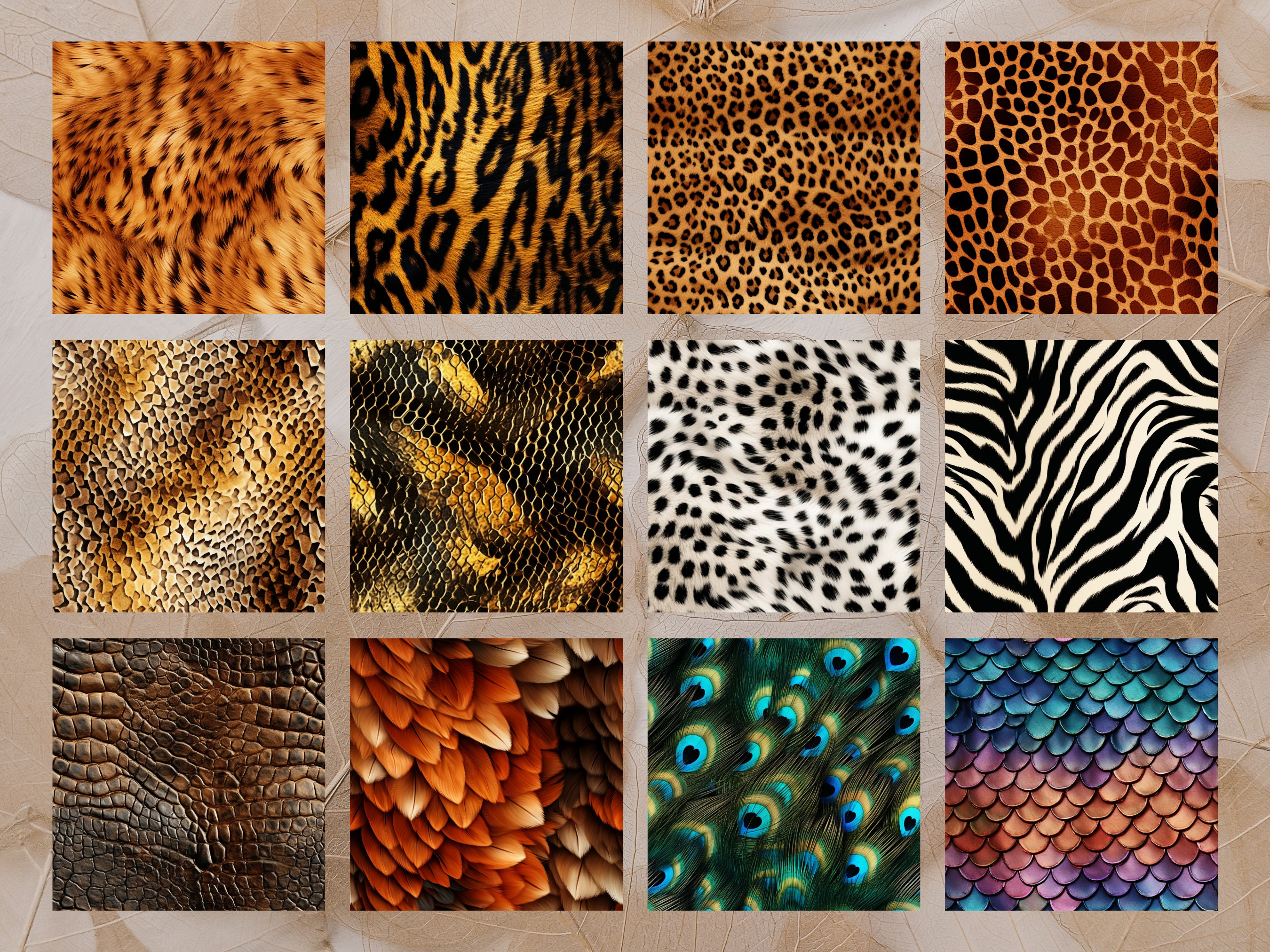 Cute Furry Animal Skin Prints Digital Seamless Paper Pattern Pack - Etsy
