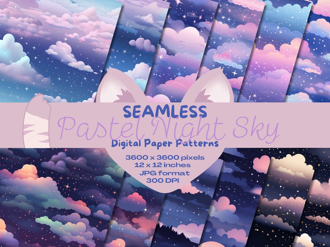 Dreamy Pastel Clouds Digital Seamless Paper Pattern Pack - Etsy