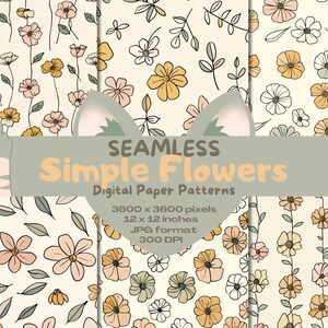 Simple Flowers Digital Seamless Paper Pattern Pack - Etsy