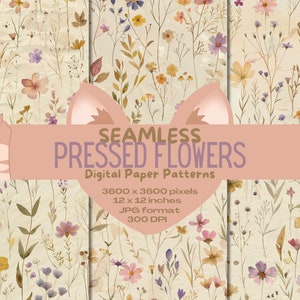 Pressed Flowers Digital Seamless Paper Pattern Pack - Etsy