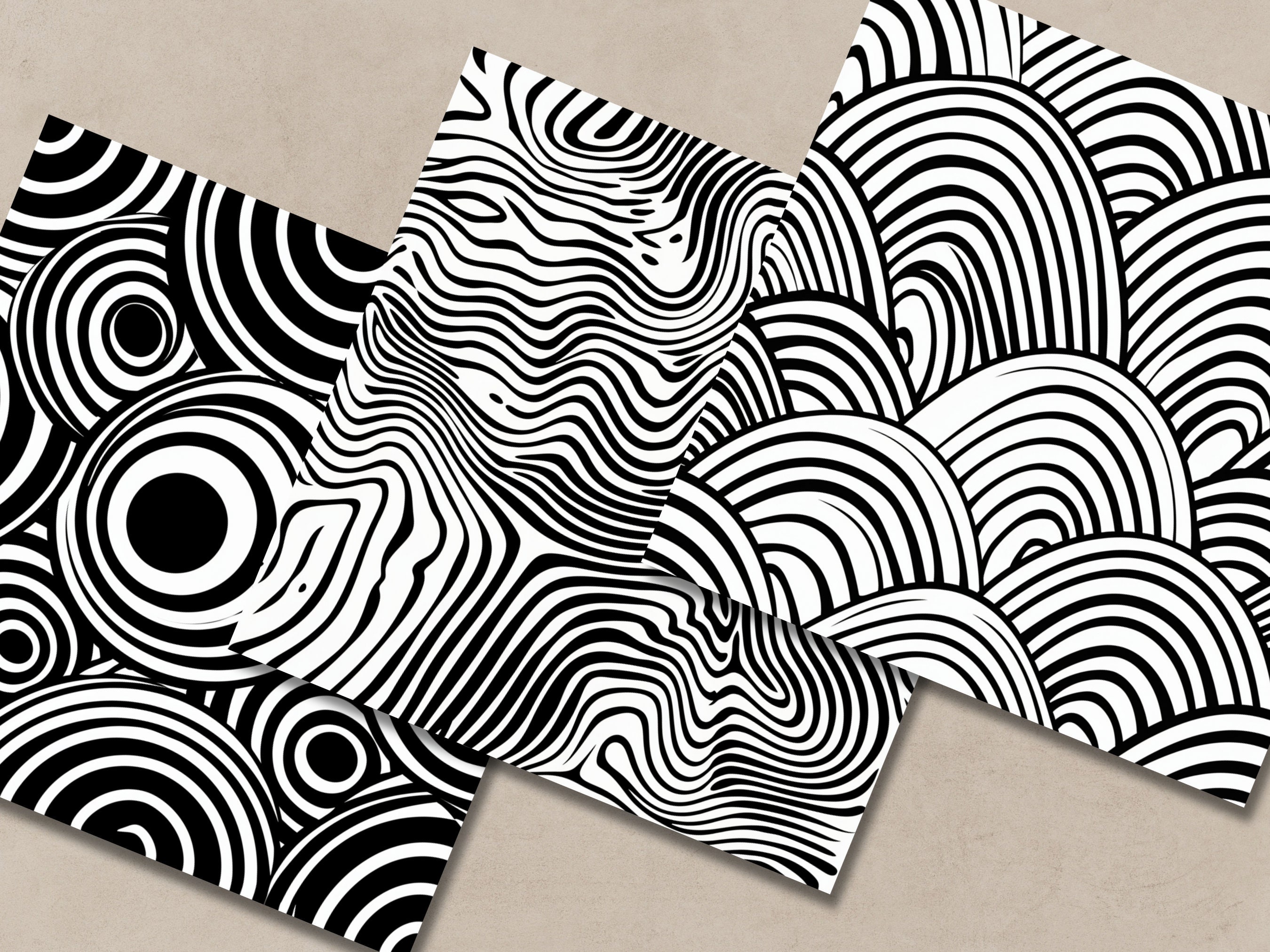 Black Bold Line Art Digital Seamless Paper Pattern Pack - Etsy