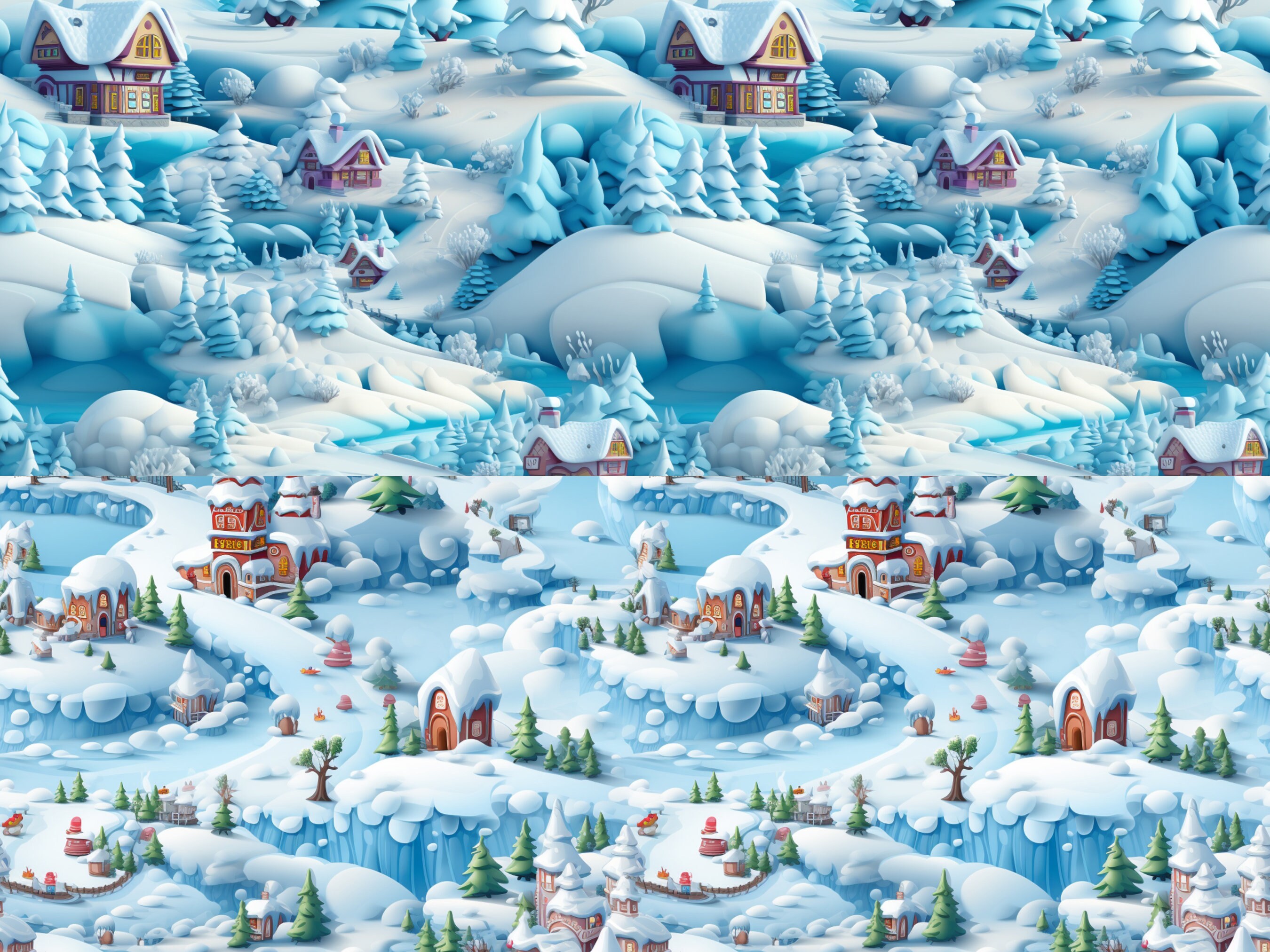 Cute Winter Wonderland Landscape Digital Seamless Paper Pattern Pack - Etsy