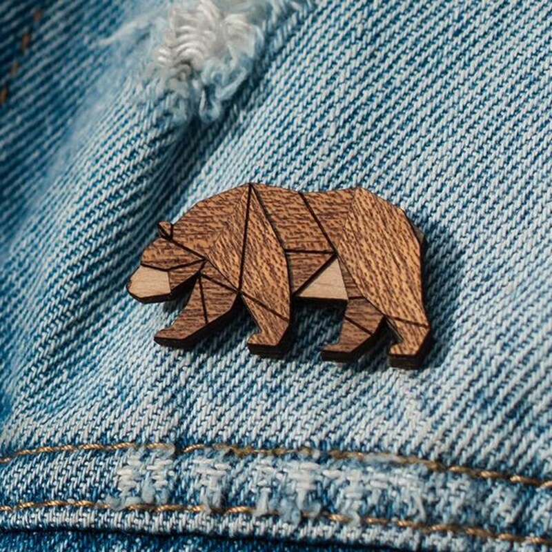 Wooden Brooch - Etsy