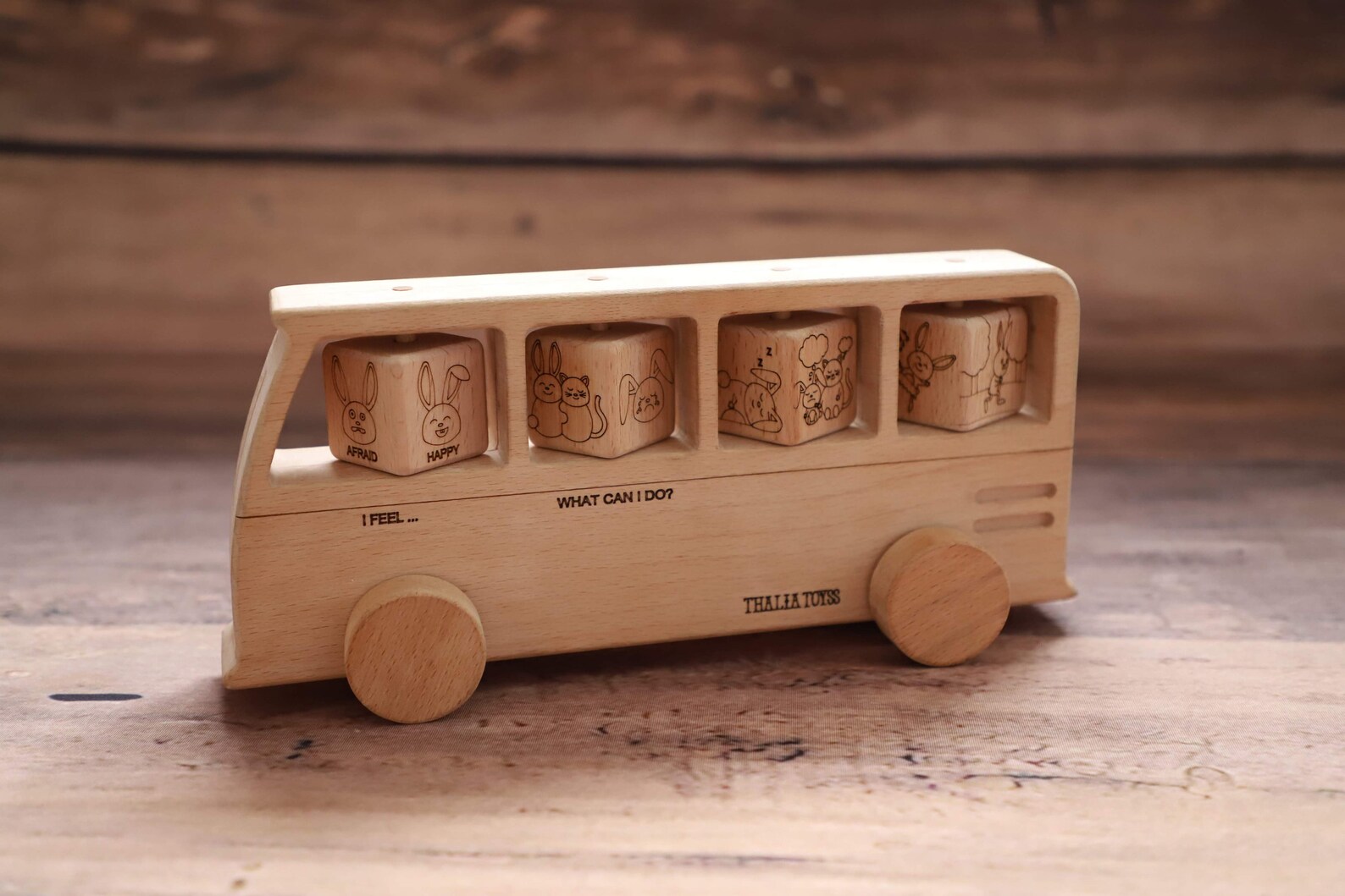 Wooden Emotion Regulation Bus | Wooden Montessori Toy | Montessori Toys ...