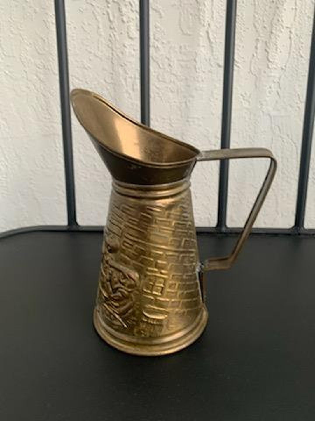 Vintage Hammered Brass Pitcher-vintage Brass Jug-decorative Metal ...
