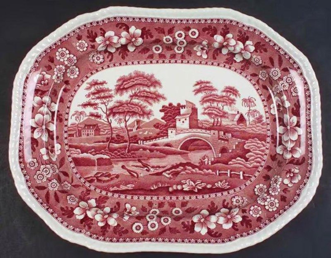 Spode Pink Tower Serving Platter-vintage Oval 14 Platter From Spode in ...