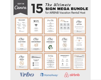 Airbnb Sign Bundle Template Airbnb Signage Signs for Rental Home Wifi ...