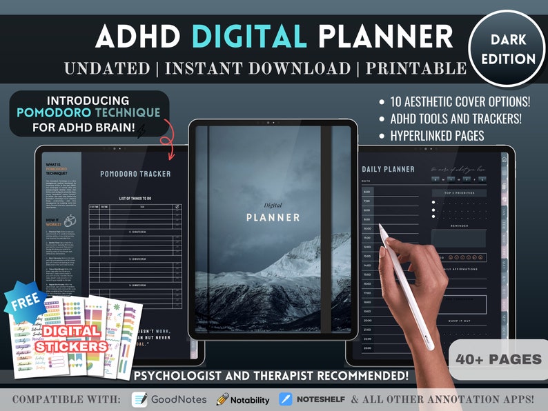 ADHD Digital Planner Adult Printable ADHD Productivity Journal, Digital ...