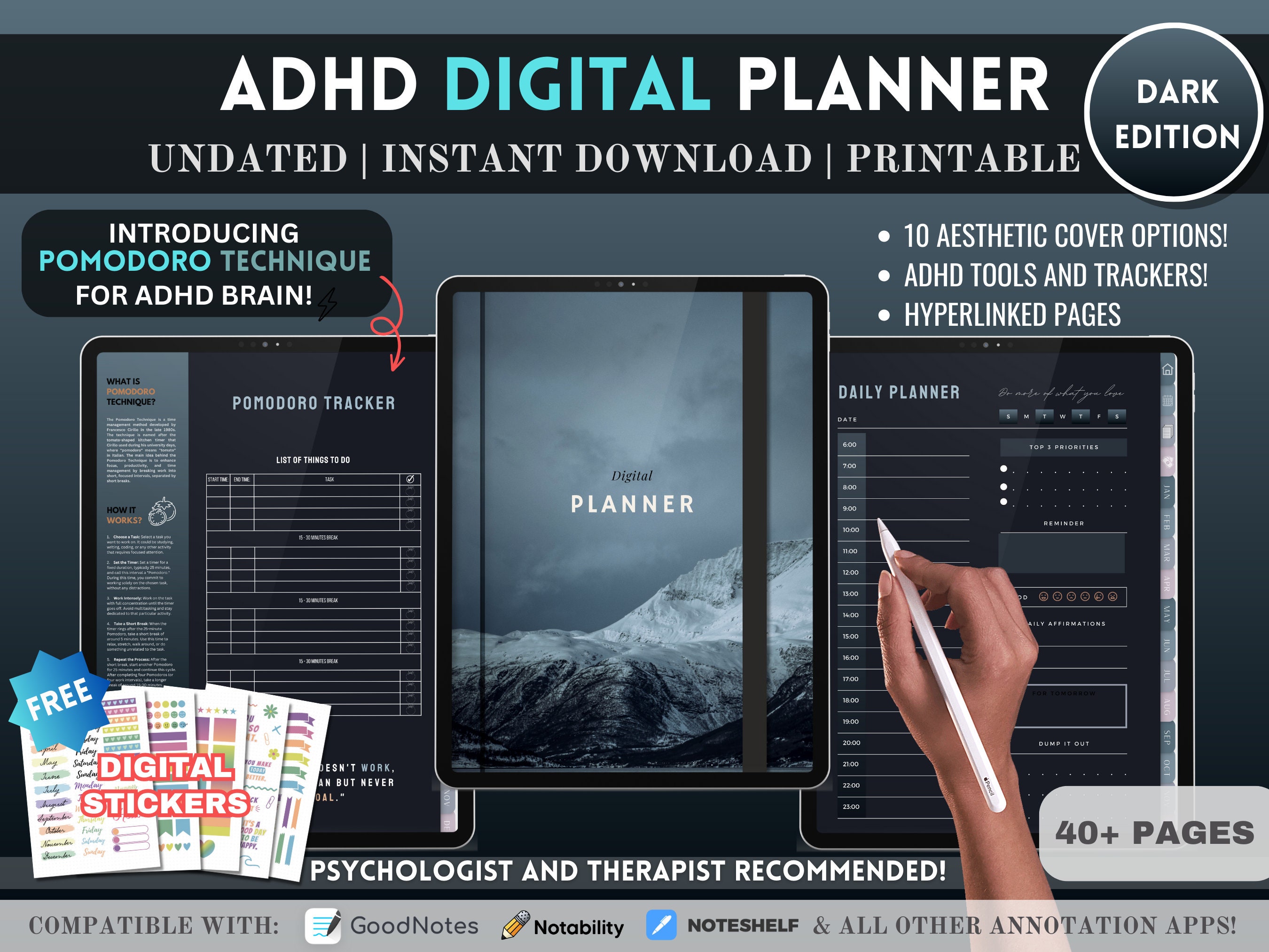 ADHD Digital Planner Adult Printable ADHD Productivity Journal, Digital ...