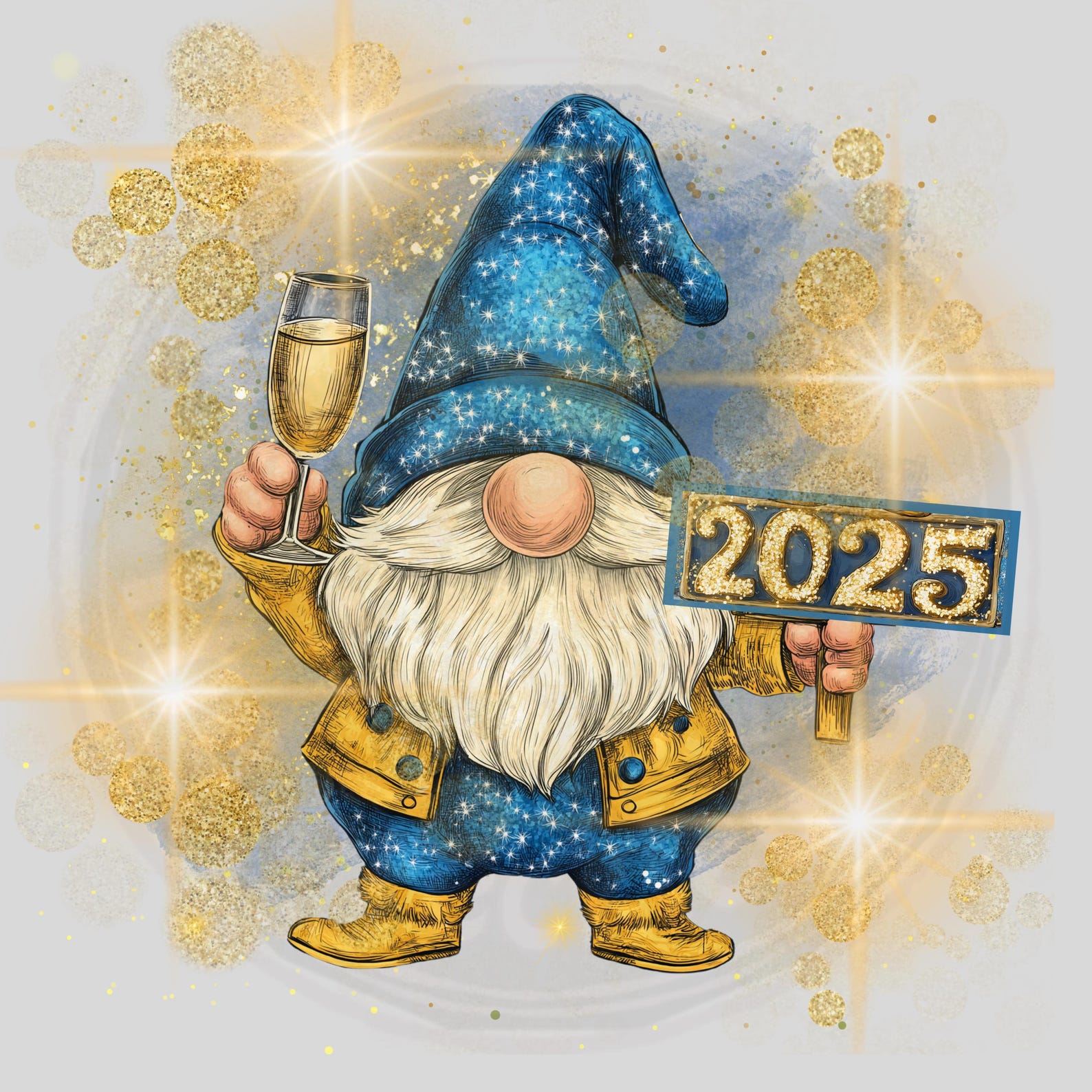 Gnome 2025 New Years Eve Celebration Sublimation Digital Design ...