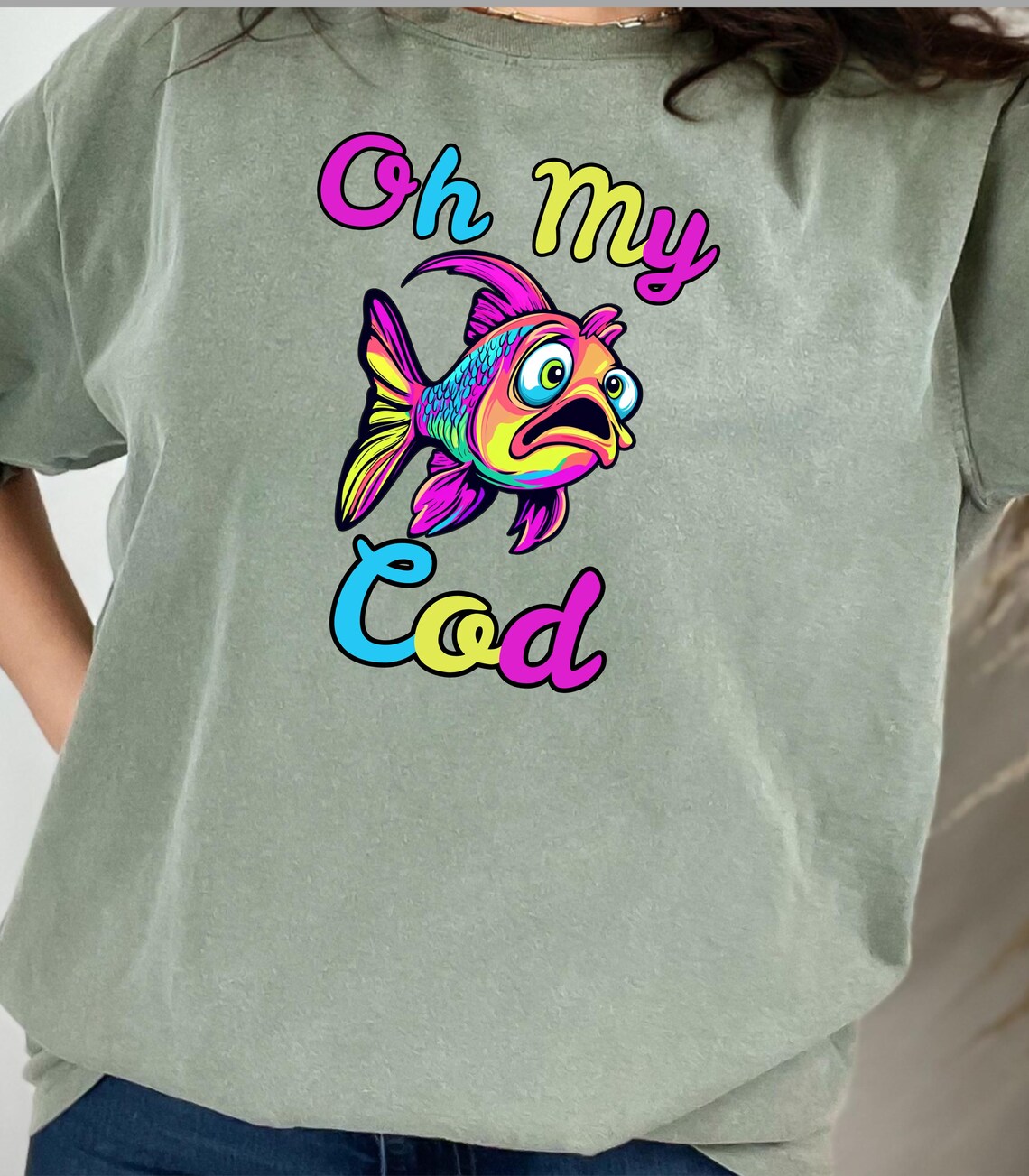Oh My Cod Funny Png, Fish Png, Neon Fish Png, Retro Fish Png, Vintage ...