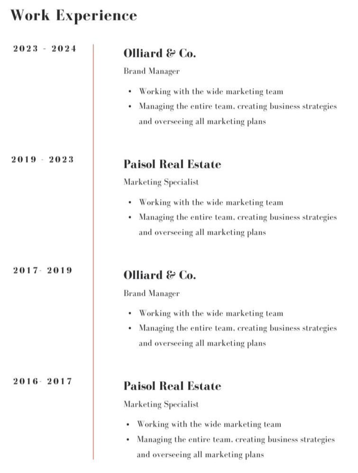 Resume Template CV Fill-in Example Professional Resume Template ...