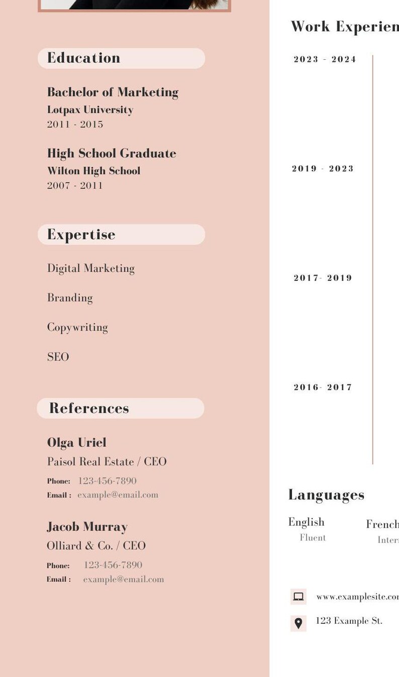 Resume Template CV Fill-in Example Professional Resume Template ...