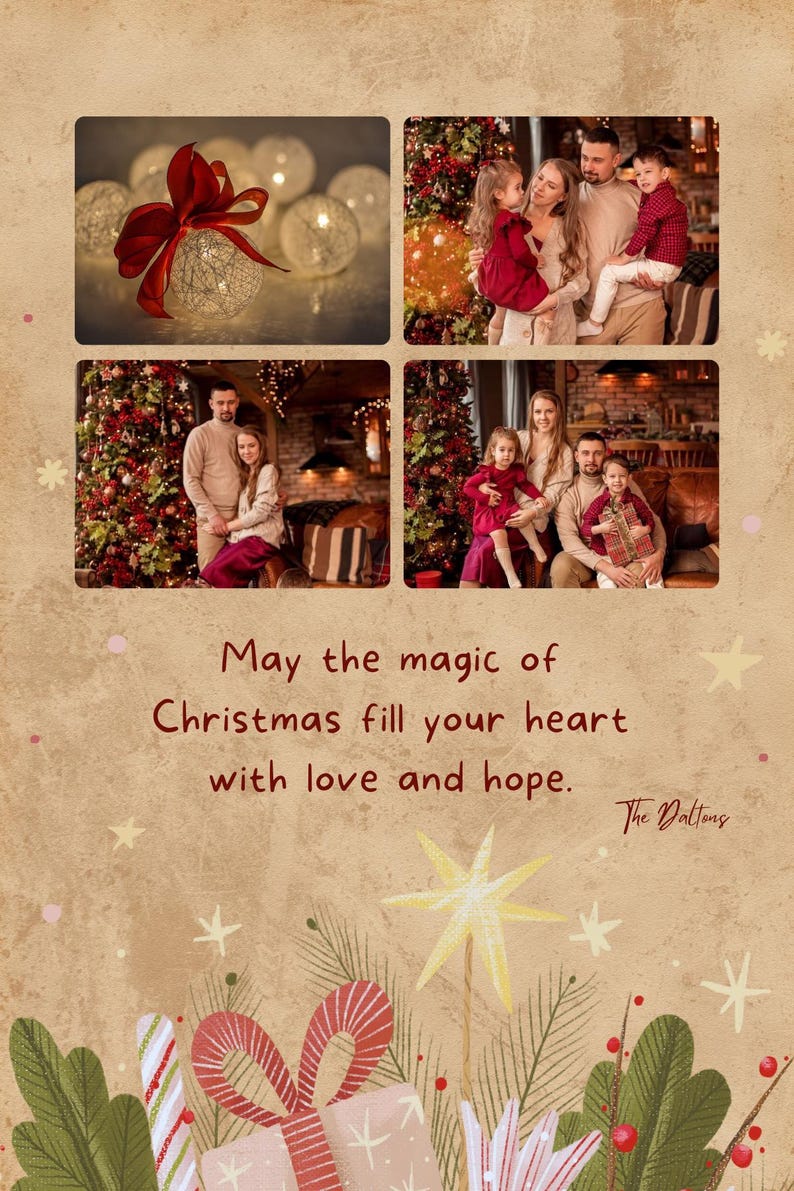 Editable Christmas Card Template for Canva DIY Printable Holiday ...