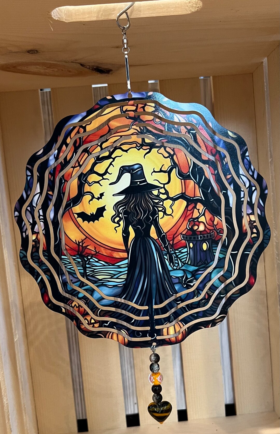 Witch Wind Spinner: Whimsical Garden Decor, 8" Diameter - Etsy