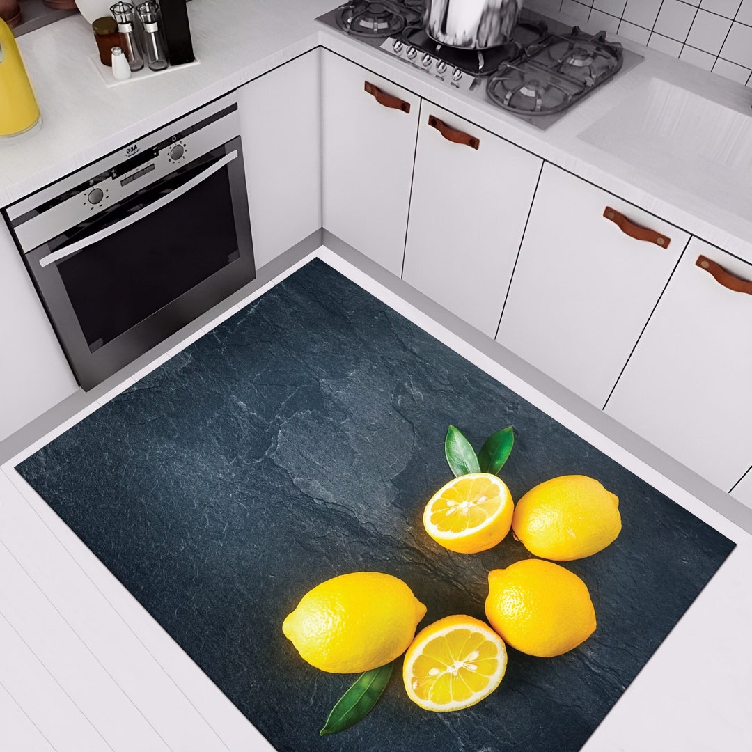 Lemon Rug,lemon Slice Rug,kitchen Rug, Non Slip Kitchen Rug, Washable ...