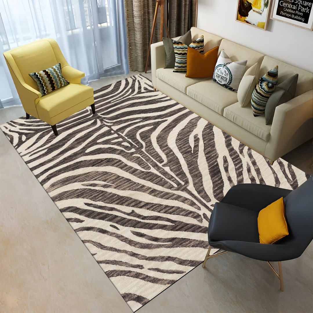 Zebra Rug, Black and White Rug, Zebra Pattern Carpet, Living Room Rug ...