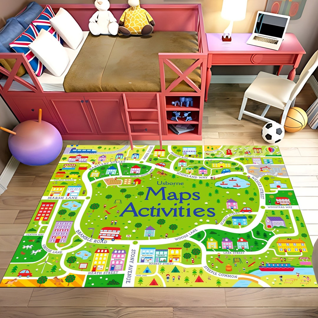 Maps Activities Rug, Activities Rug,play Room Carpet,activity Mat ...