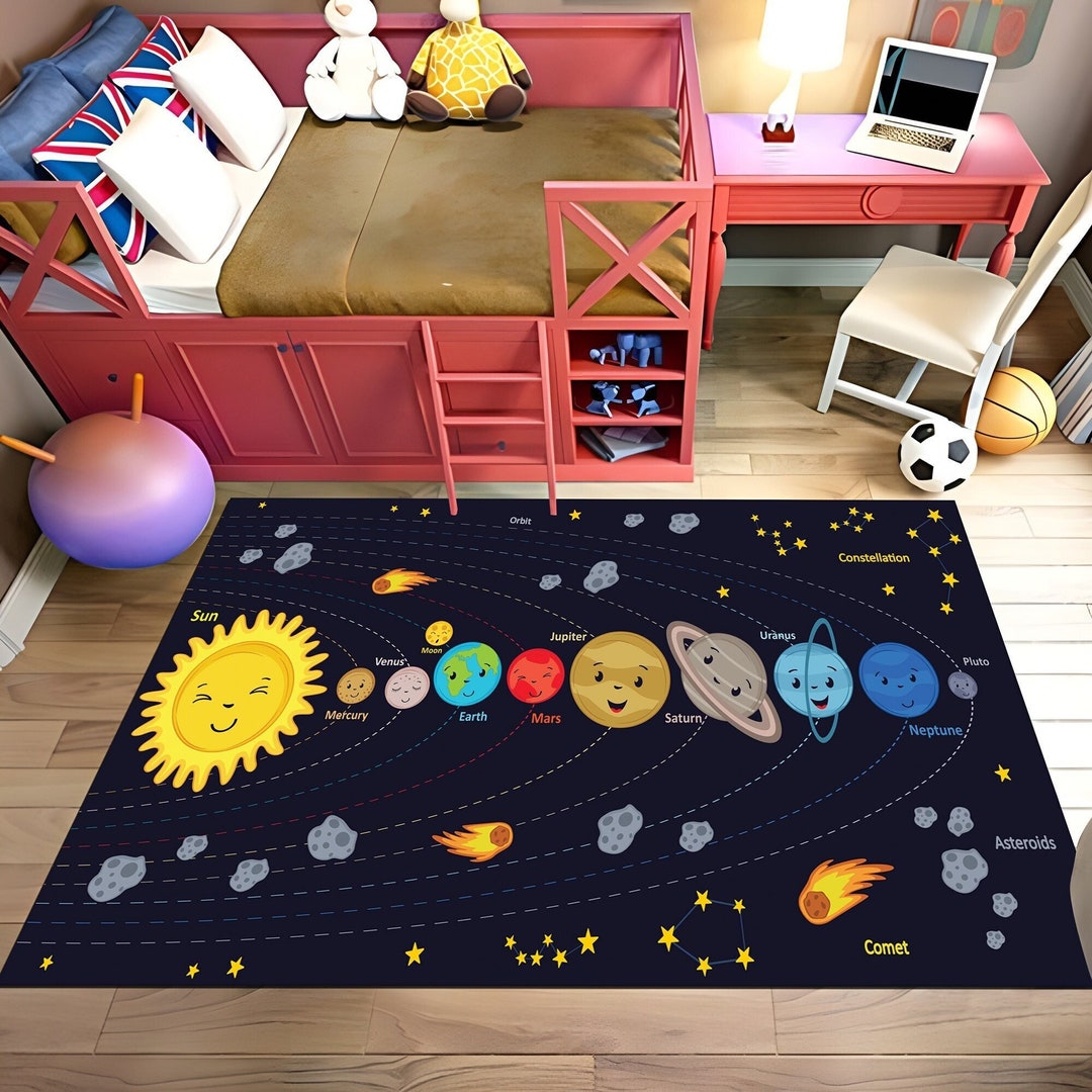 Solar System Rug, Planets Area Rug, Kids Game Rug, Play Room Decor, Kid ...