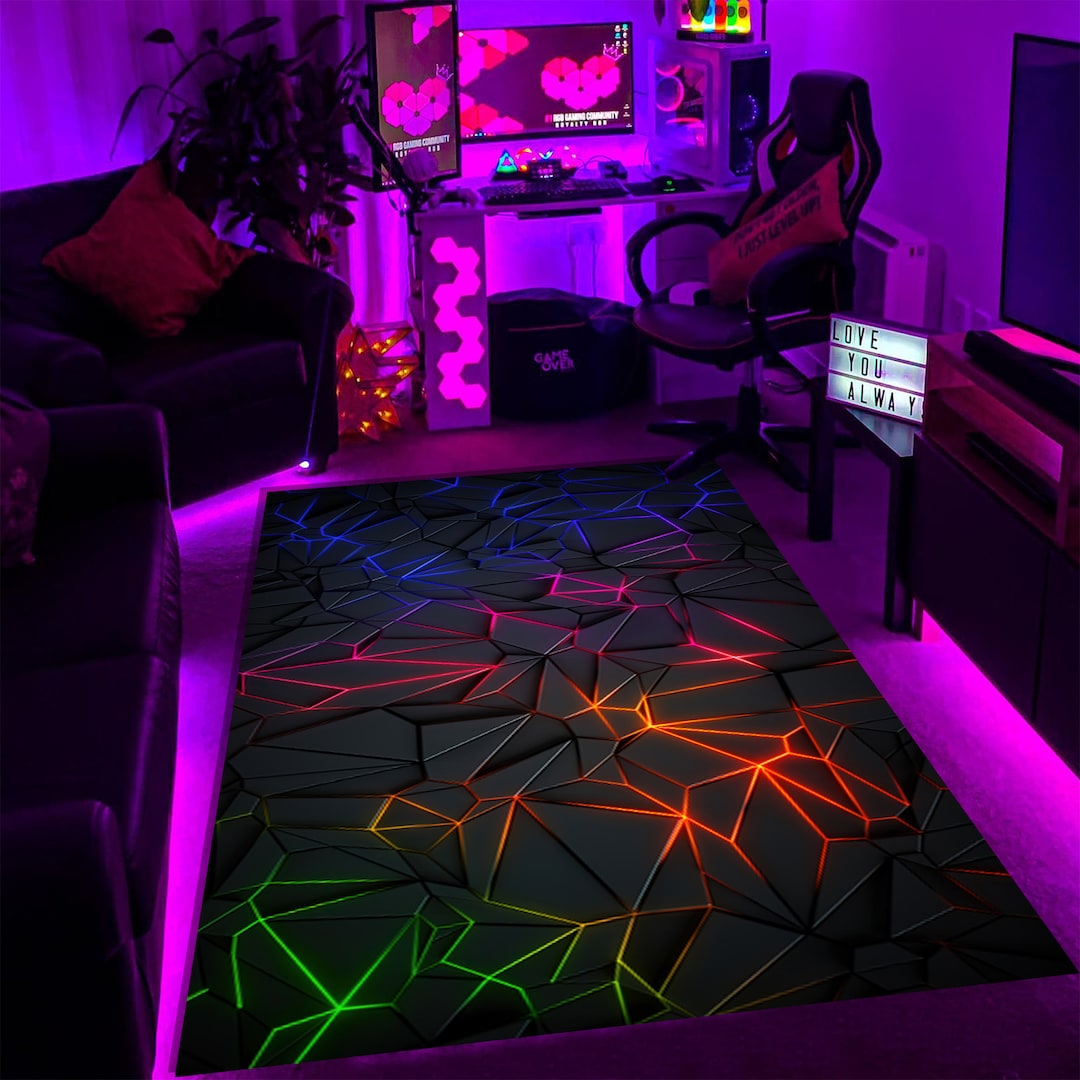Gamer Rug, Game Rug, Gaming Rug, Play Room Rug, Colorful Rug, Home ...