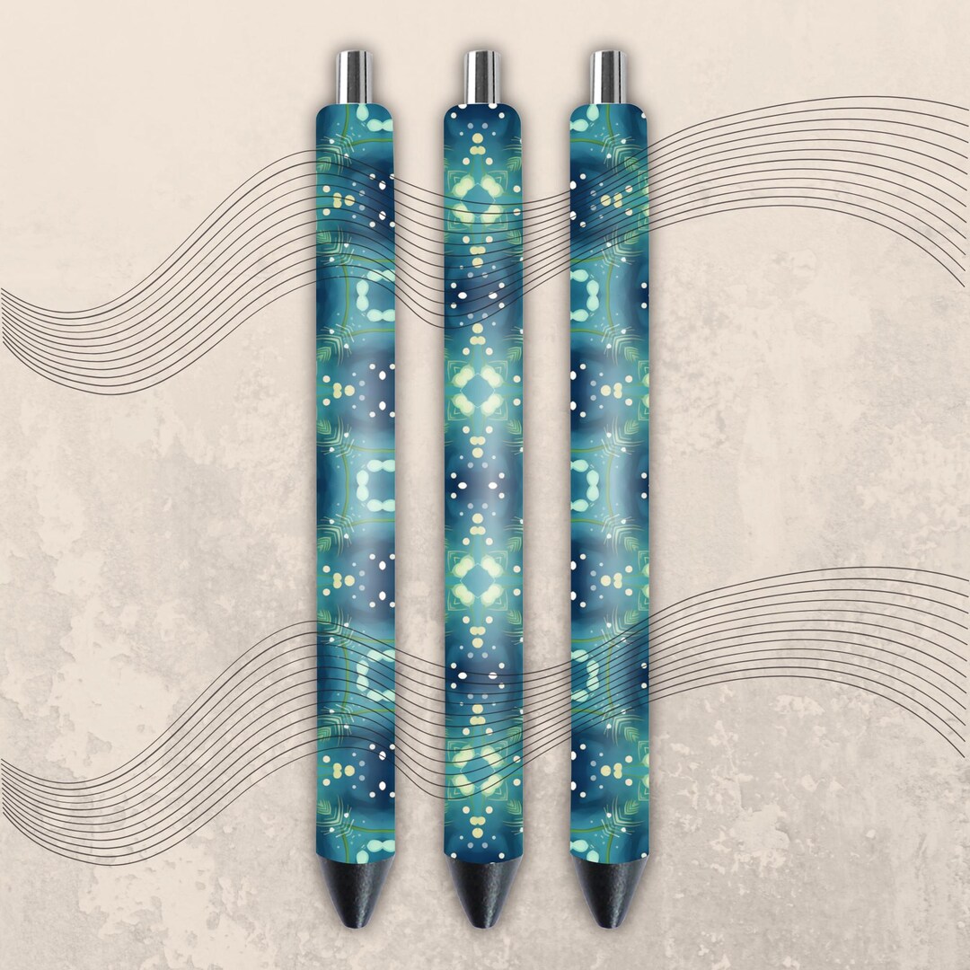 Set of Pen Wraps Digital Png, Shades of Blue Pen Wraps Png, Patterned ...