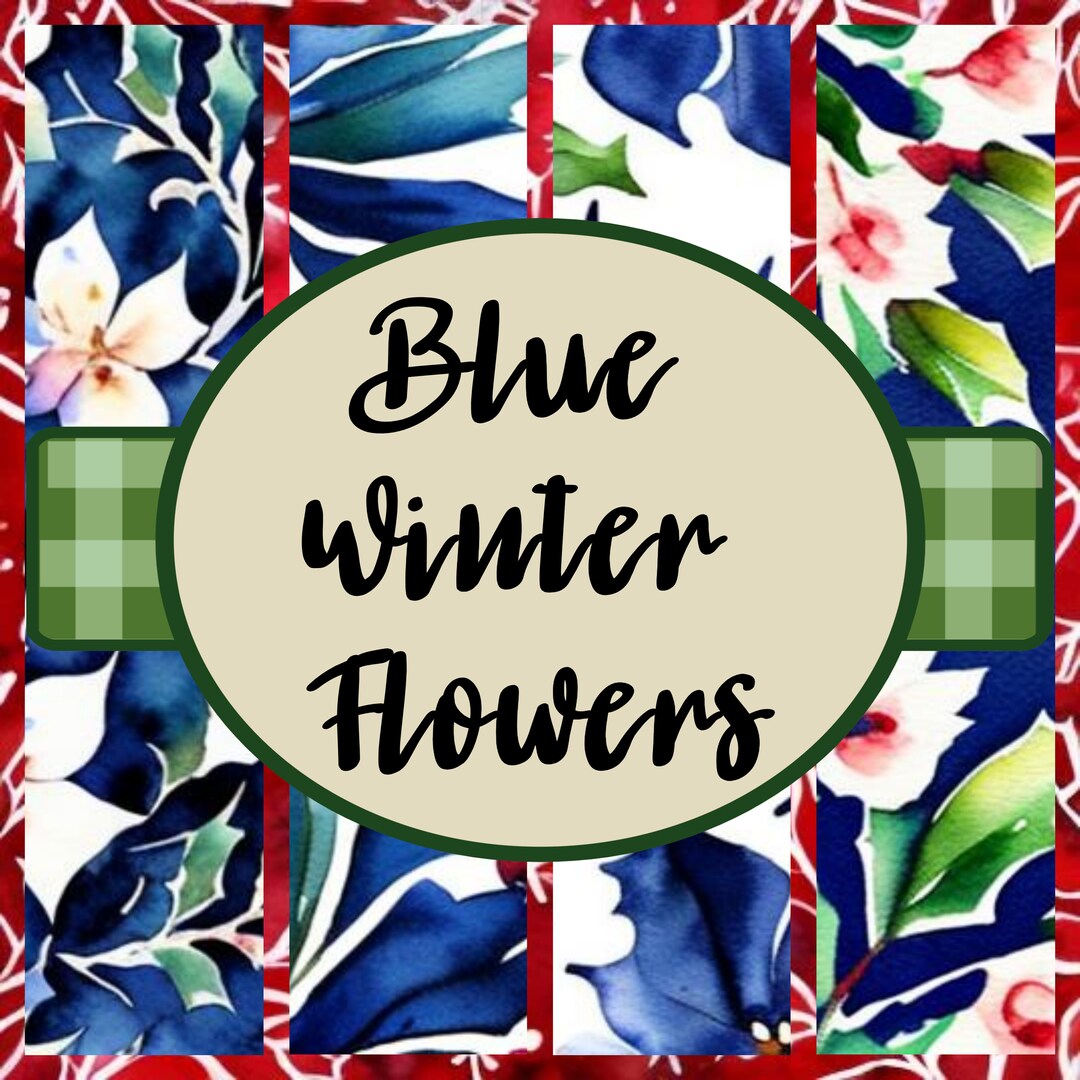 Elegant Blue Winter Flowers Christmas Image Files Clipart Backgrounds ...