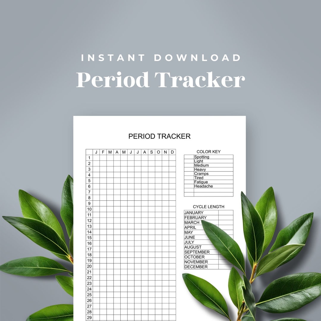 Period Tracker Chart, Menstrual Cycle and Mood Journal, Printable and ...