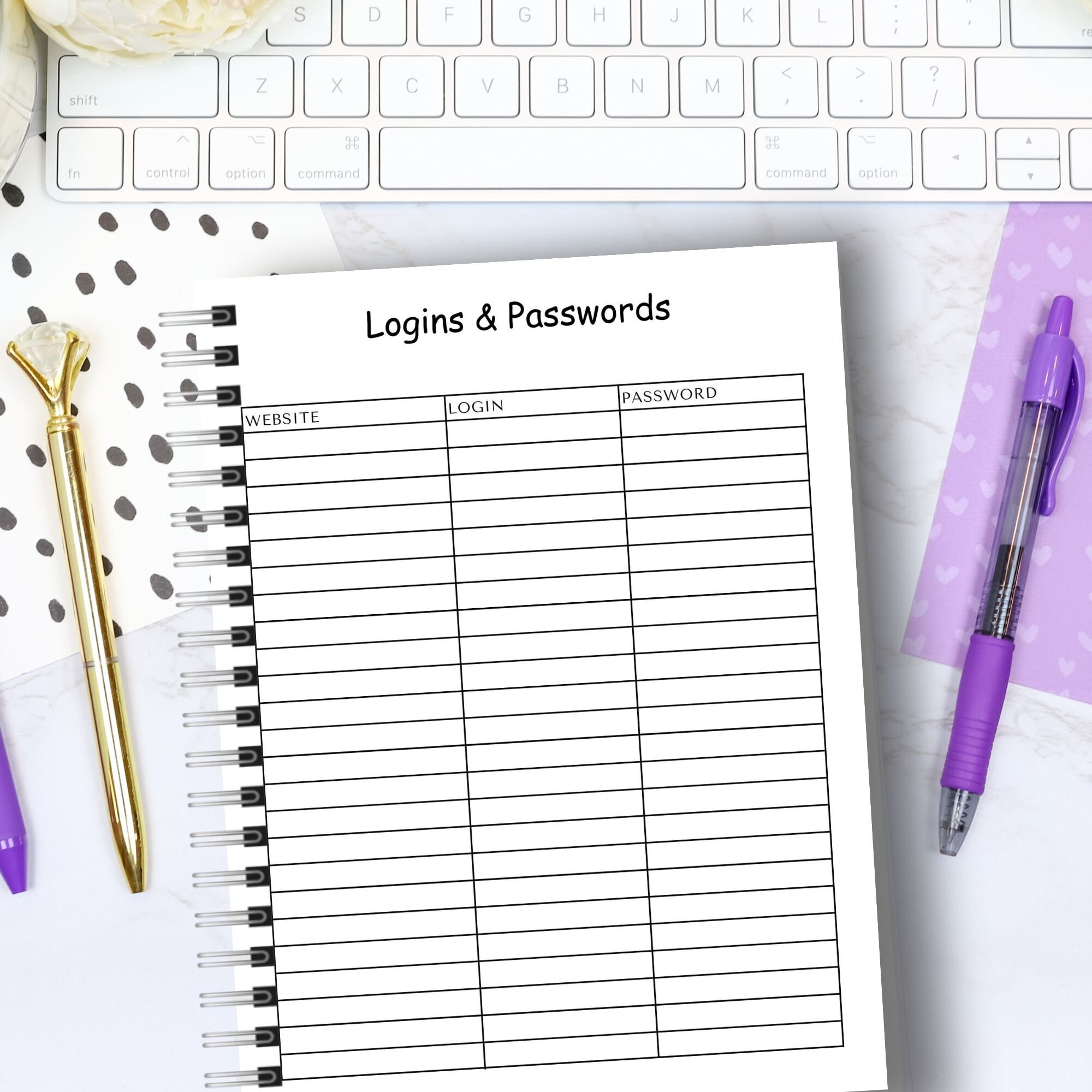 Printable Password Tracker, Login Password Book, Instant Download PDF ...