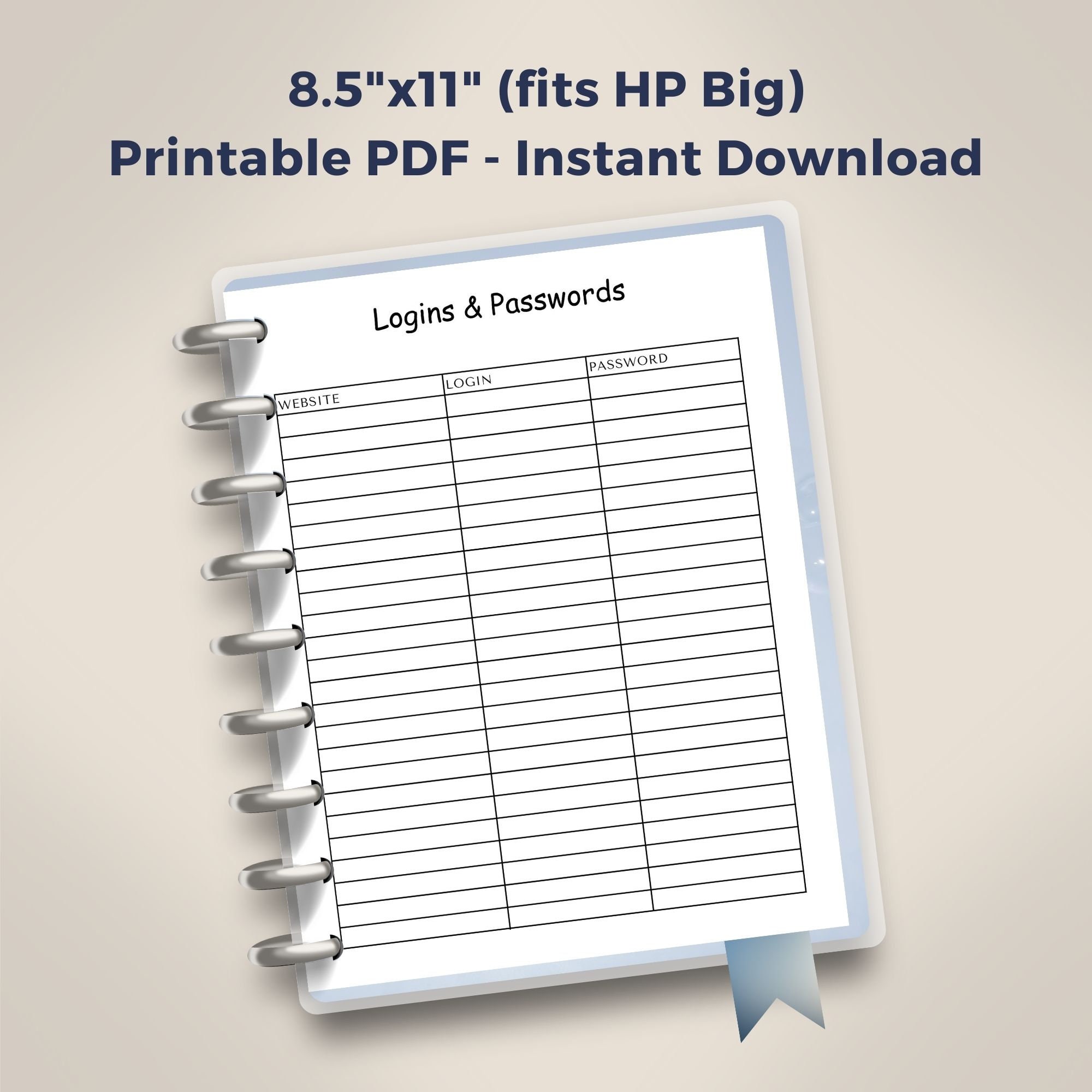 Printable Password Tracker, Login Password Book, Instant Download PDF ...