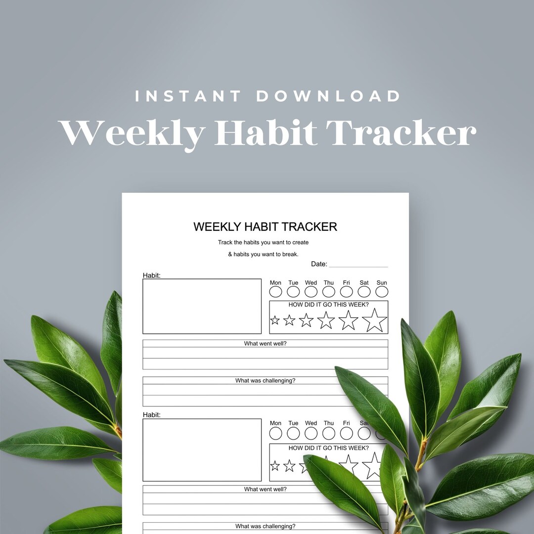 Weekly Habit Tracker Printable or Digital Routine Planner Weekly Goal ...