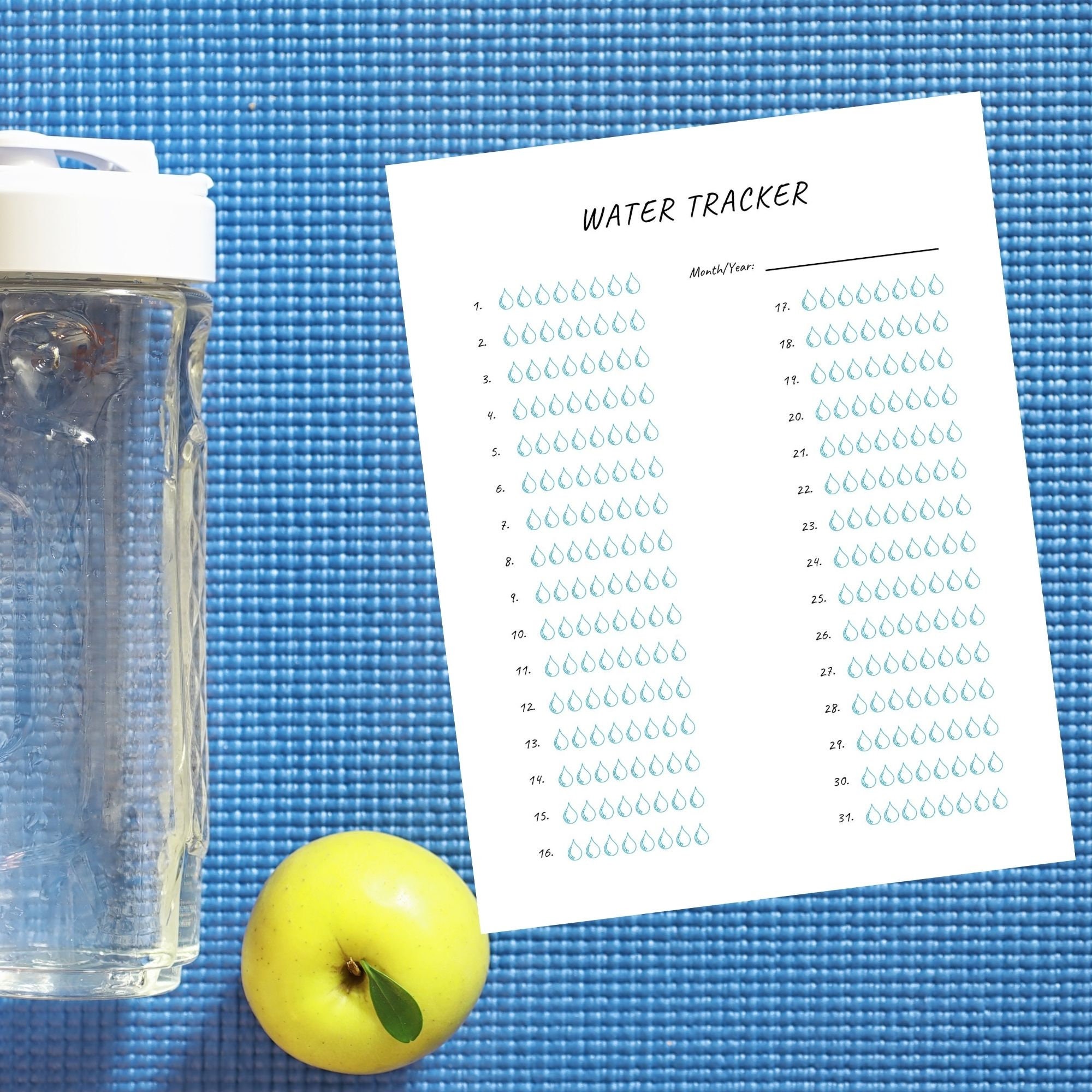 Printable 31 Day Water Tracker, Daily Water Tracker, Monthly Water ...