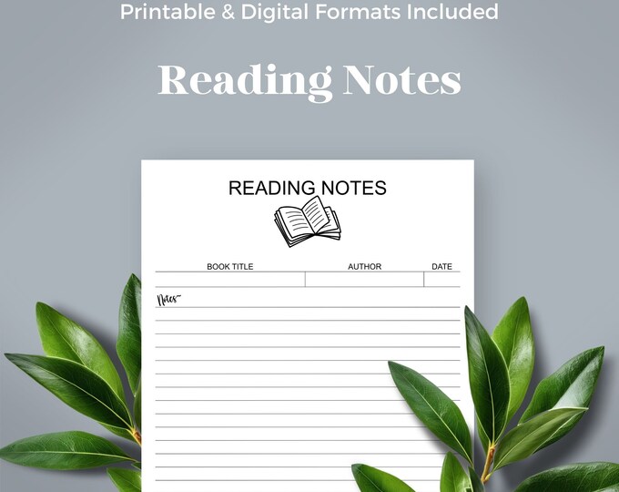 Reading Notes Template, Book Notes Printable, Reading Log Printable ...