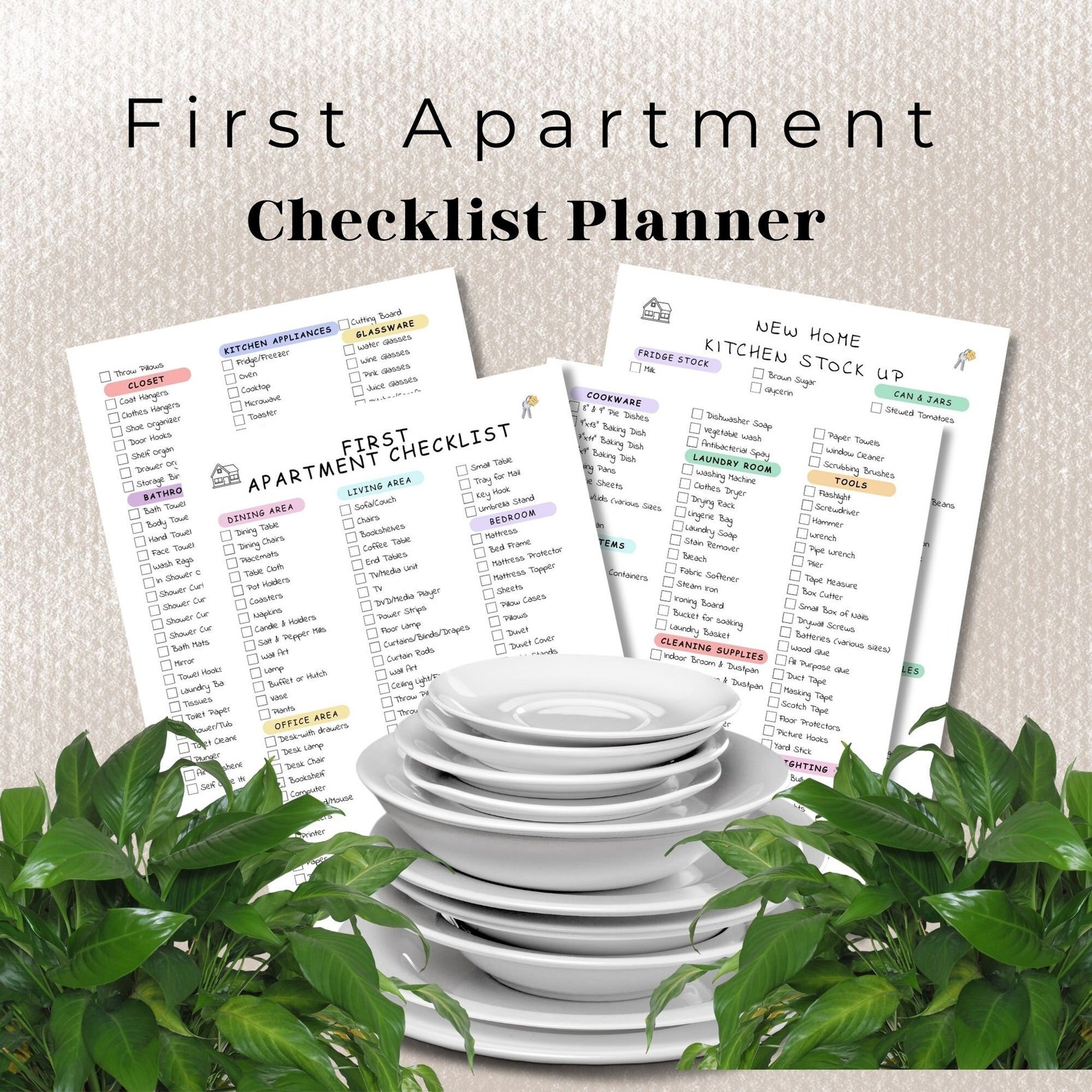 Printable First Apartment Checklist Planner Printable, Room by Room ...
