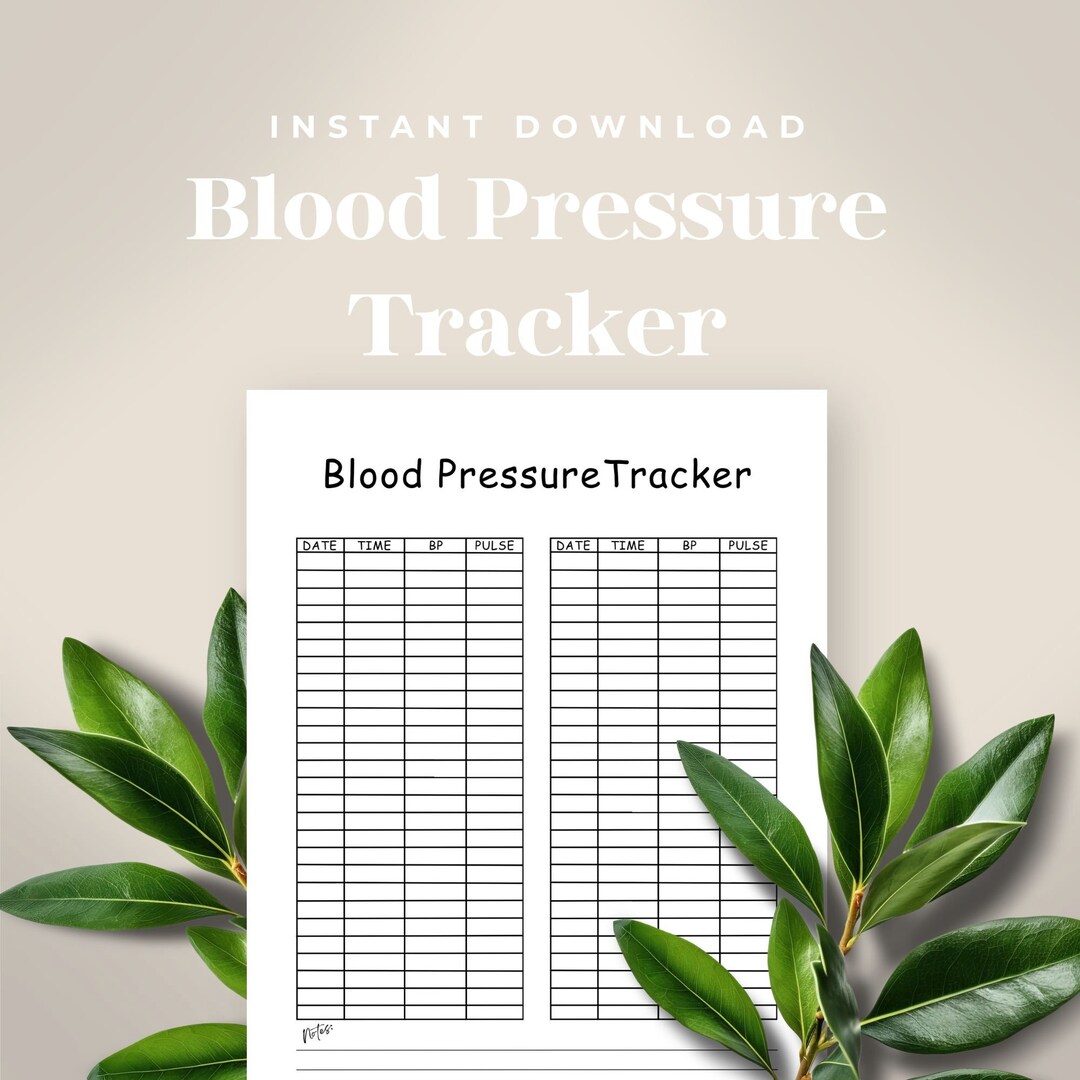Blood Pressure Sheet, Hypertension Tracker, Heart Rate Log, Printable ...