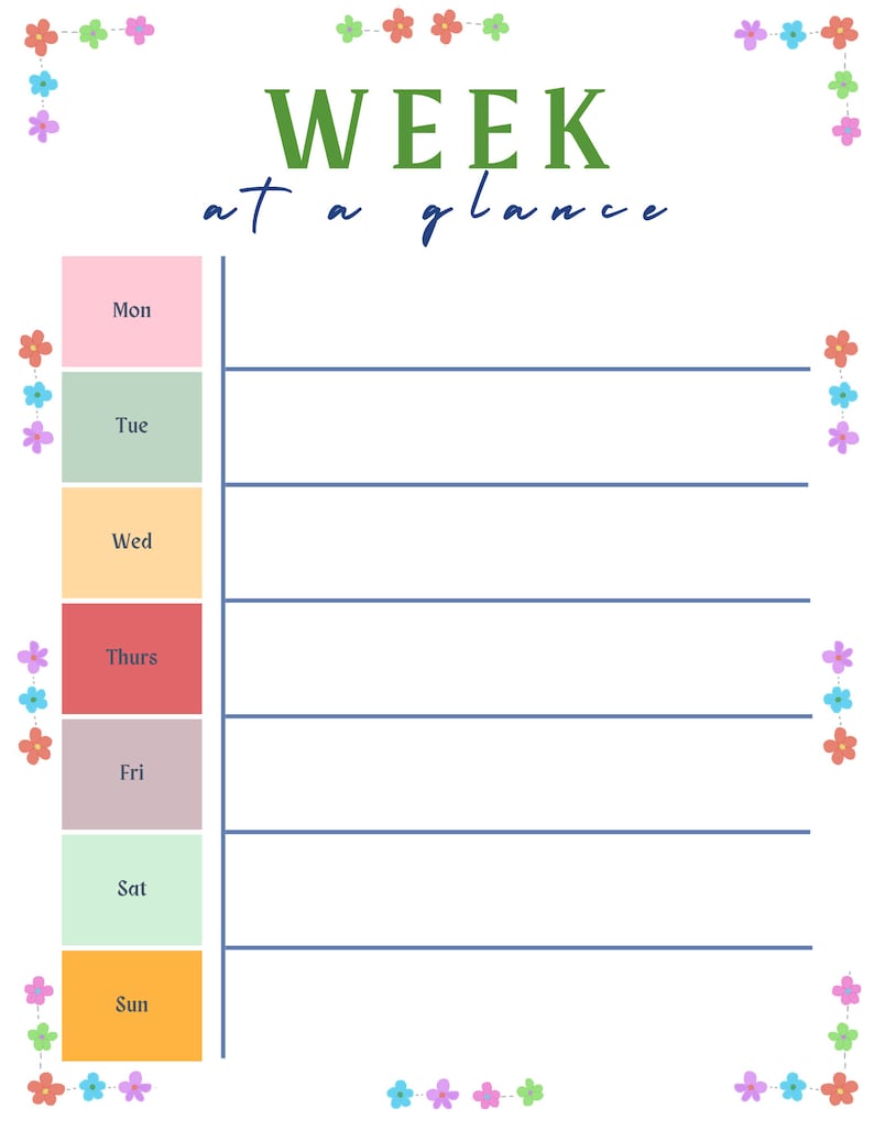 Colorful Weekly Planner to Schedule for Week, To-do List Editable ...