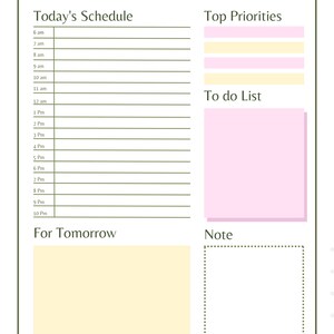 Green, Pink, Yellow Simple Daily Planner Editable Planner to Schedule ...