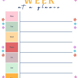 Colorful Weekly Planner to Schedule for Week, To-do List Editable ...