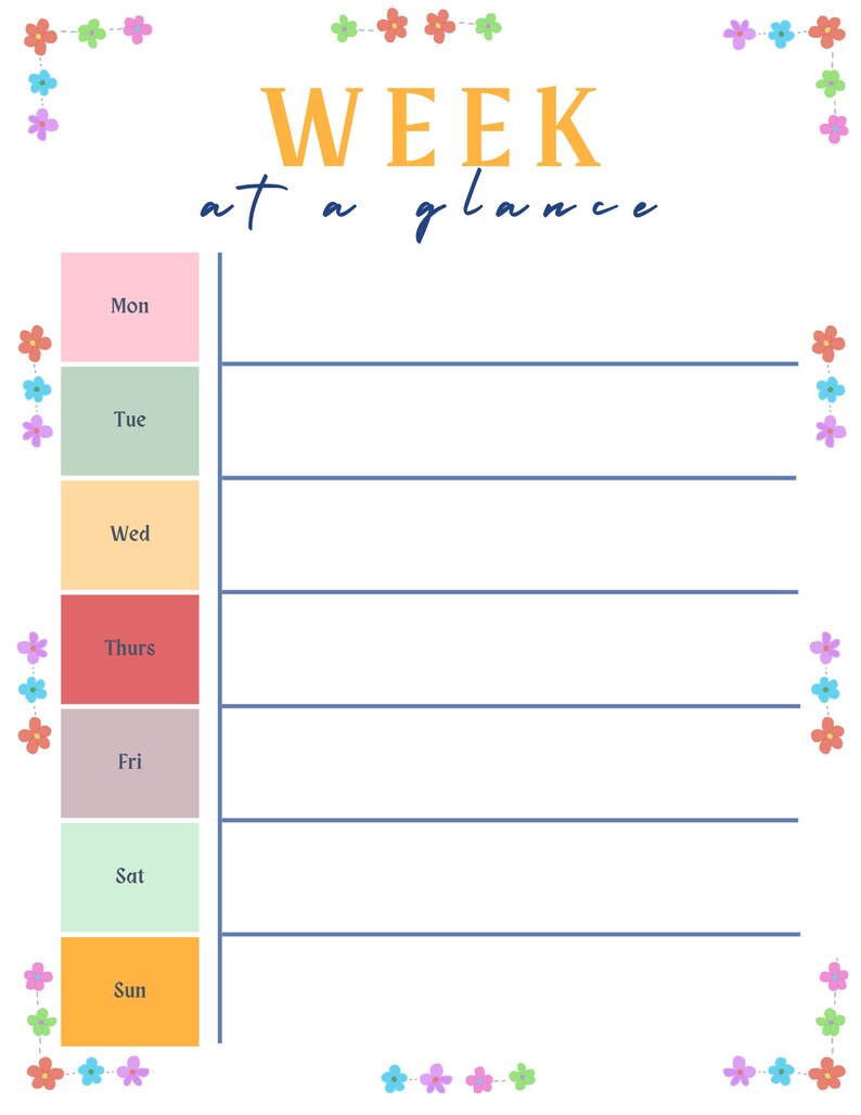 Colorful Weekly Planner to Schedule for Week, To-do List Editable ...