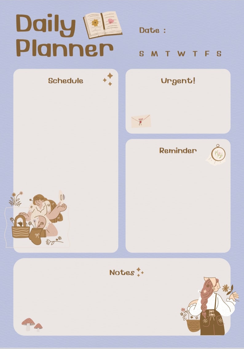 Beige Brown Texture Cute Cottagecore Daily Planner A4, Editable Undated ...