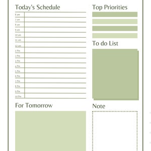Green, Pink, Yellow Simple Daily Planner Editable Planner to Schedule ...