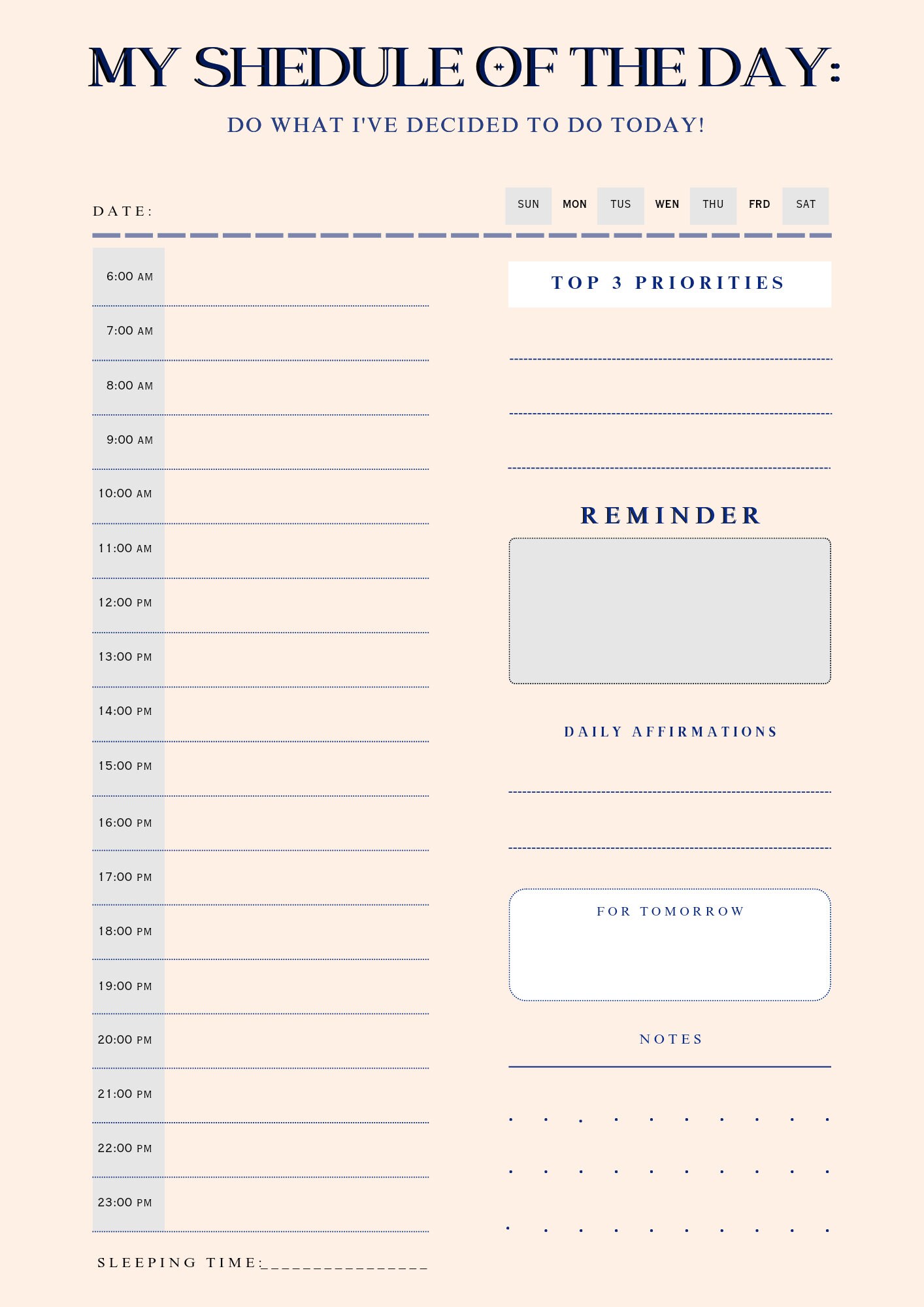 Daily Planner Editable Planner to Schedule for Day, To-do List Editable ...