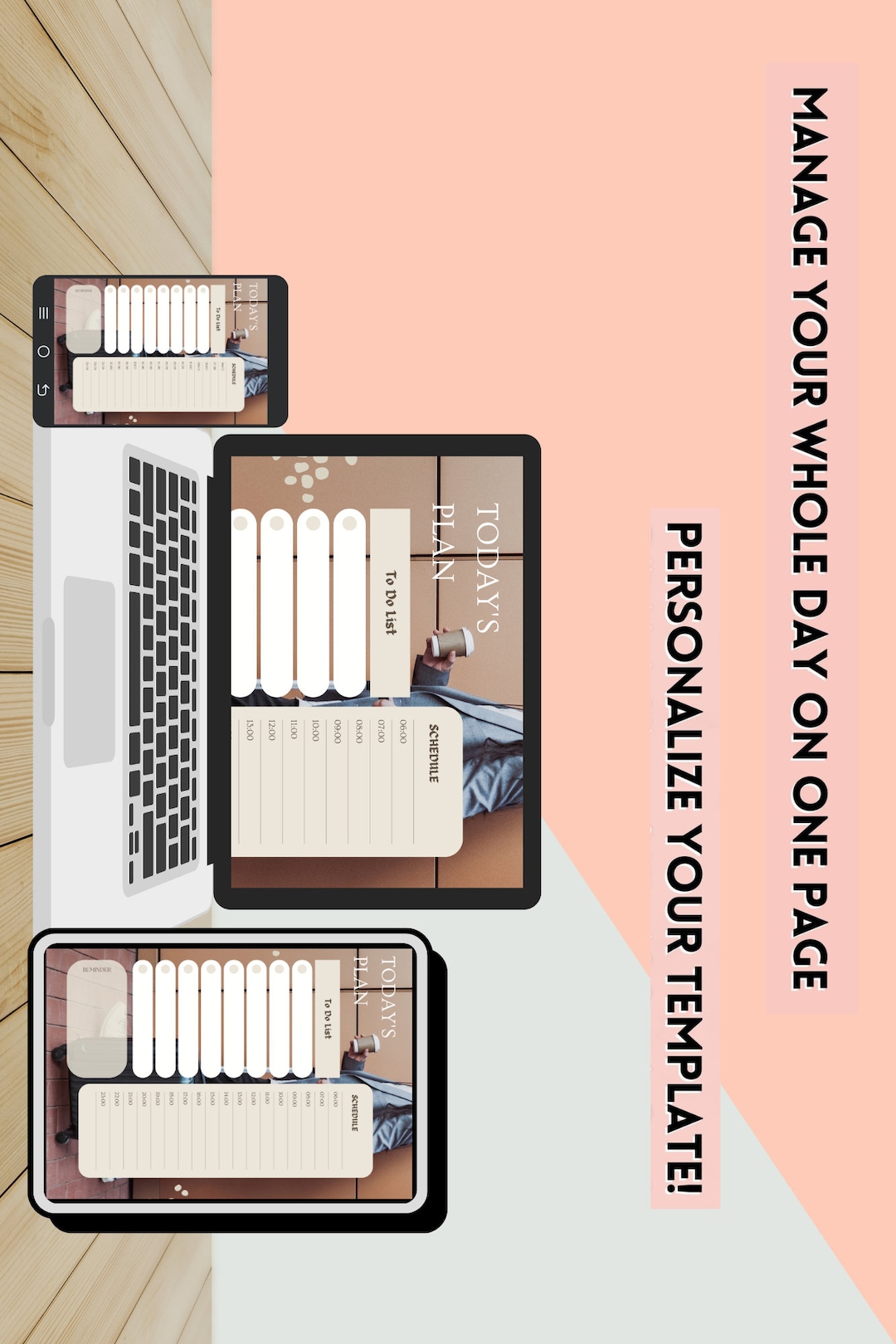 Light Beige Complete Daily Schedule Page Planner To-do List Editable ...