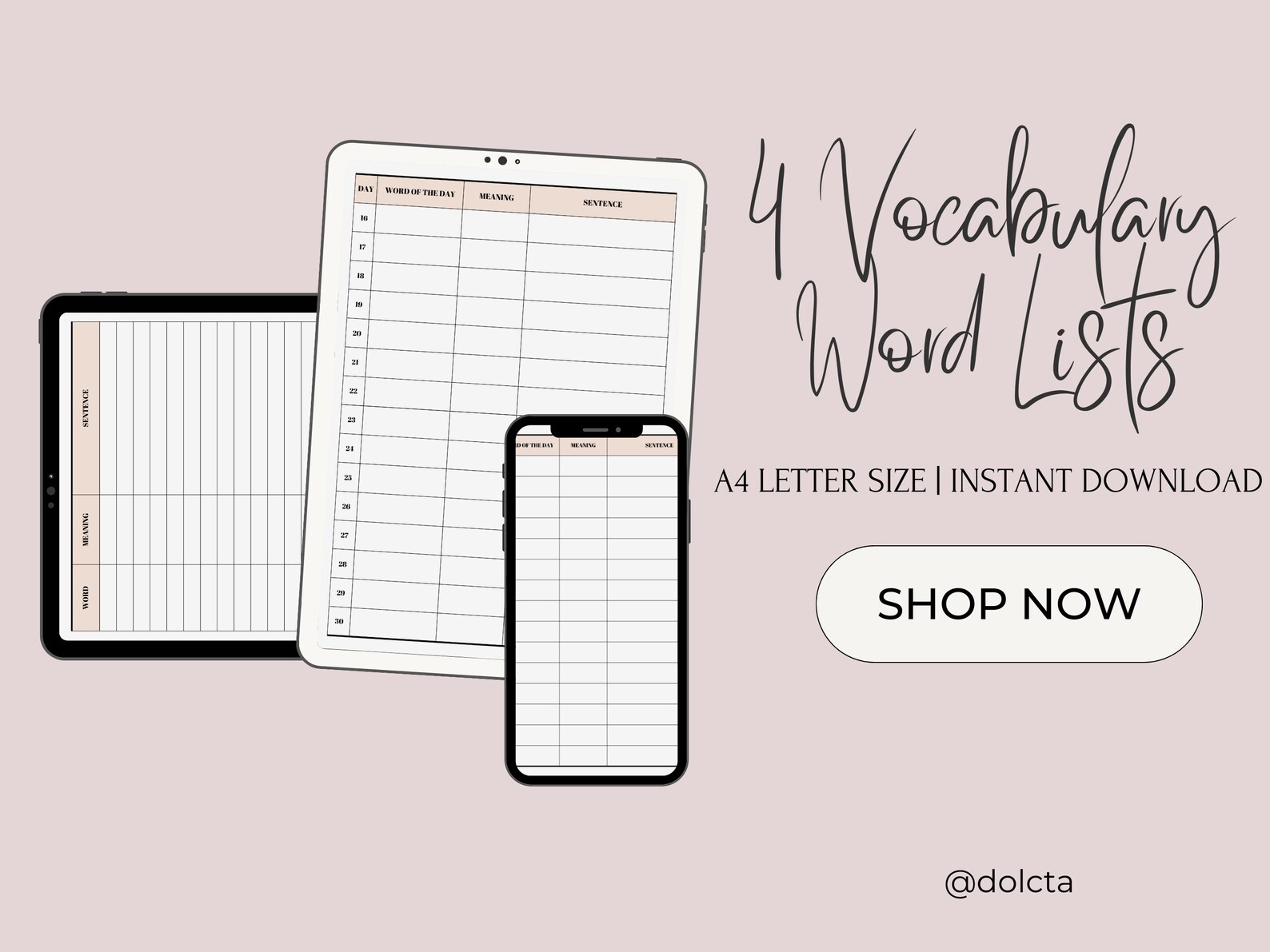 Vocabulary List Printable Vocabulary Word List Language - Etsy