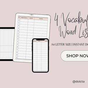 Vocabulary List Printable Vocabulary Word List Language - Etsy