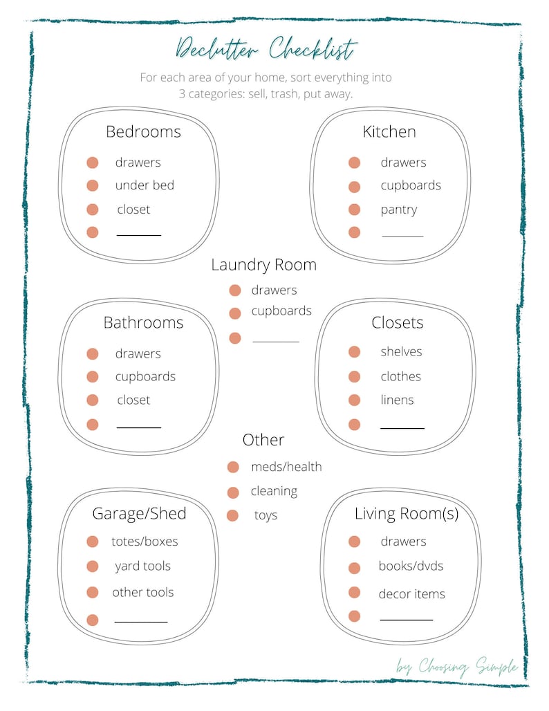 Declutter Your Home Checklist - Etsy