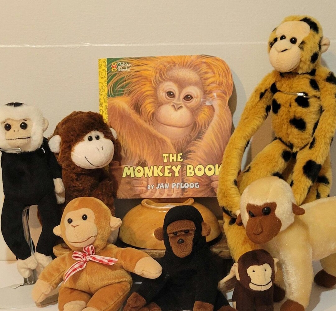 Monkey Book 7 Plush Monkeys. Classroom Library Storytime Block Center ...
