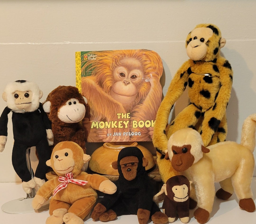 Monkey Book 7 Plush Monkeys. Classroom Library Storytime Block Center ...